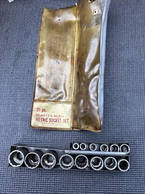 Vintage Duro Indestro Hex Drive Socket Set Sears Roebuck 15pc Metric 1/ ...