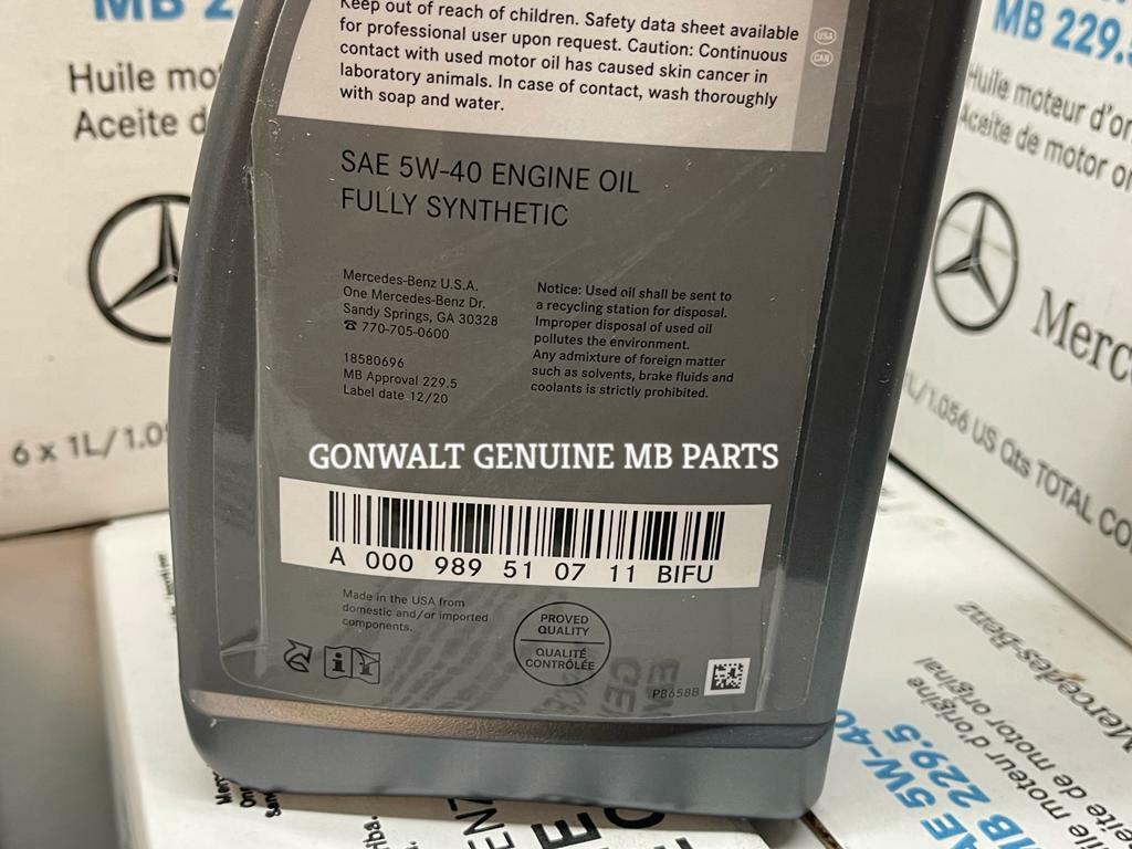 Mercedes Benz Genuine OE 000989510711BIFU 229.5 5W40, 6X1L | eBay
