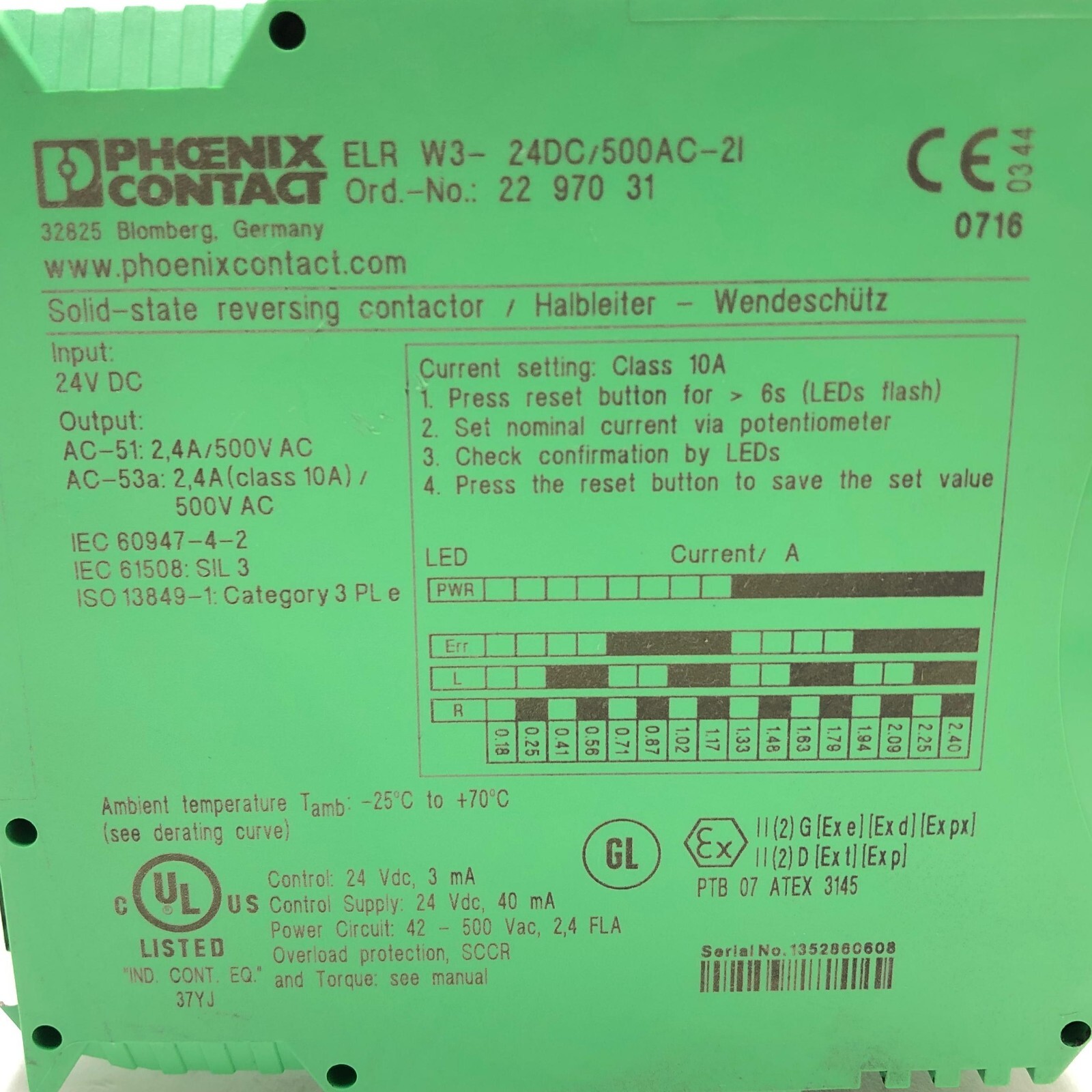 Phoenix Contact ELR W3-24DC/500AC-2I Ord.Nr. 22 970 31 | eBay