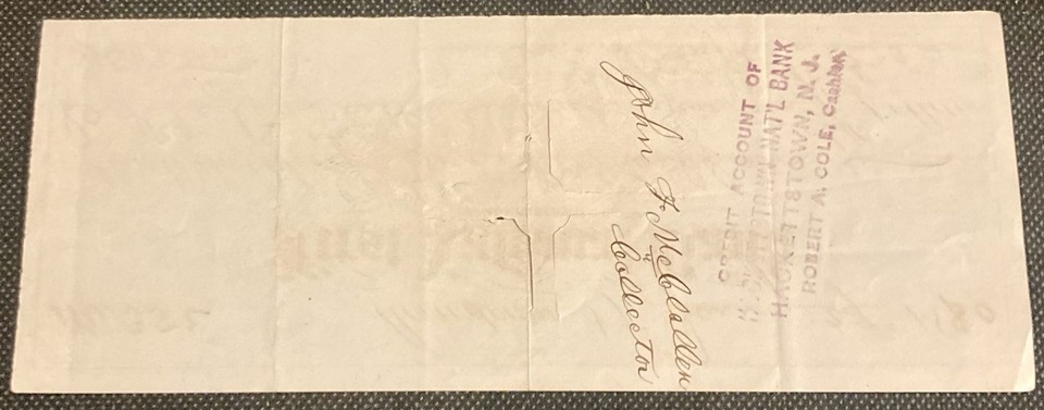 Morristown, NJ First National Bank 1880 Check Executor Account of ...