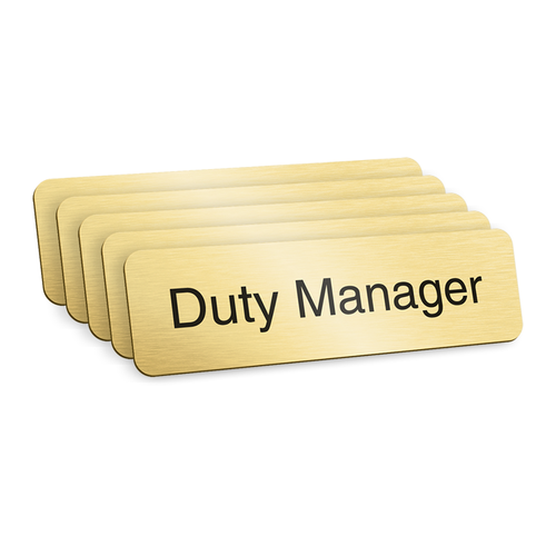 Duty Manager Badges - Gold Aluminium - Pin Fitting - 70 x 20mm (Pack of ...