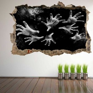 Scary Hands Halloween 3D Wall Art Sticker Mural Decal Horror Background ...