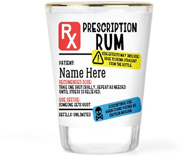 Personalized Rum Shot Glass Rx Barware Name Custom Gift Ideas Shooter ...