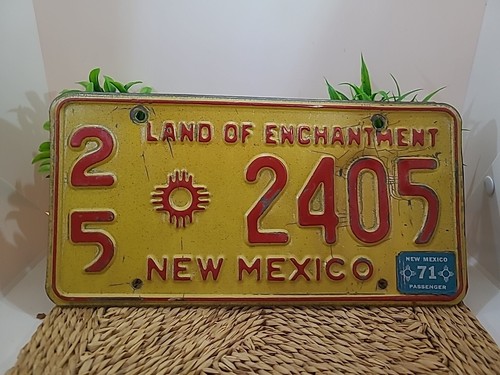 1971 New Mexico License Plate red & Yellow Land of Enchantment T101 | eBay