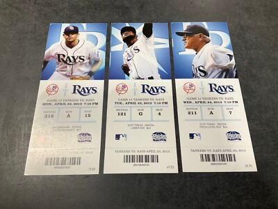 TAMPA BAY RAYS 2013 TICKET STUB 4/22/13-4/24/13 VS YANKEES | eBay