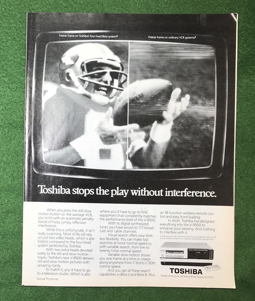 vintage 1980s magazine Ad TOSHIBA VCR video tape recorder VHS V-9500 | eBay