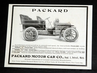 1904 OLD MAGAZINE PRINT AD, PACKARD MOTOR CAR, MODELS "F" & "L ...