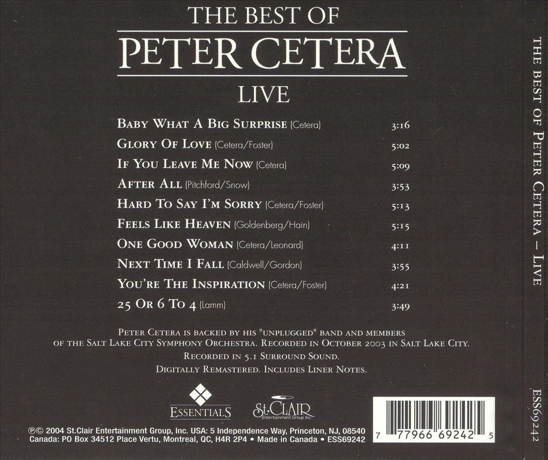 PETER CETERA BEST OF PETER CETERA: LIVE NEW CD 777966692425| eBay