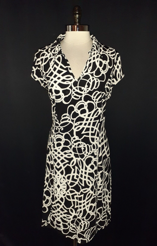 NEW AVENUE Plus Size 4X 26W 28W A-Line Dress Black White Textured ...