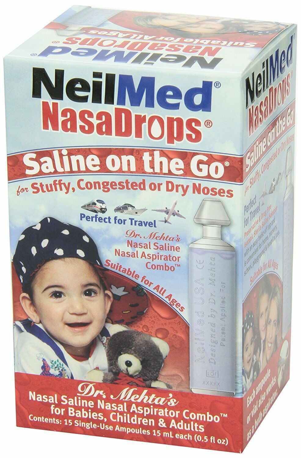 Neil Med Nasa Drops Nasal Saline Aspirator Combo 15 Single Use Ampules ...
