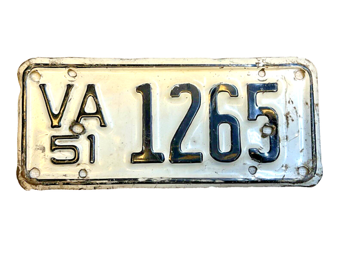 1951 Virginia Motorcycle License Plate VA 1265 MC tag | eBay