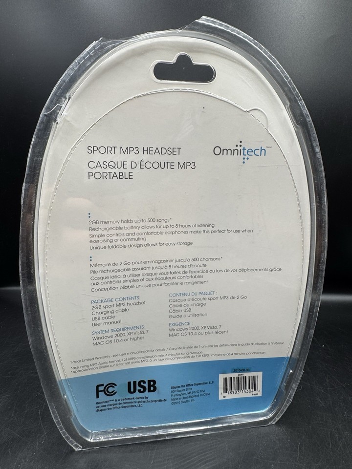 Omnitech 2GB Sport MP3 Headset 2010 New In Package Factory Sealed ...