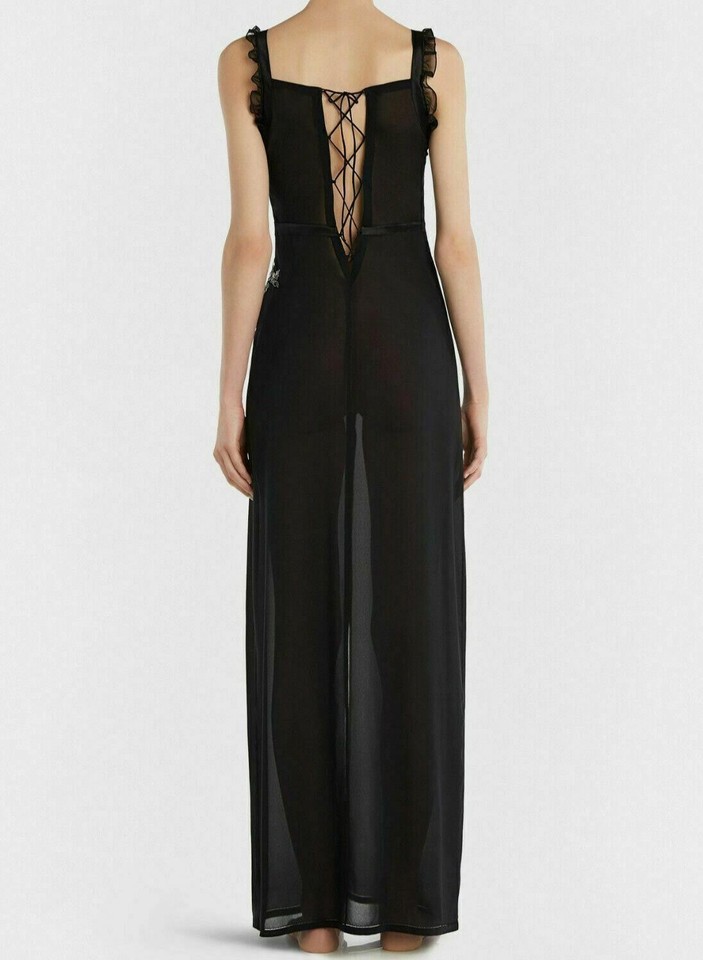 La Perla Peony Black Silk Georgette Nightgown M Negligee $1665 | eBay