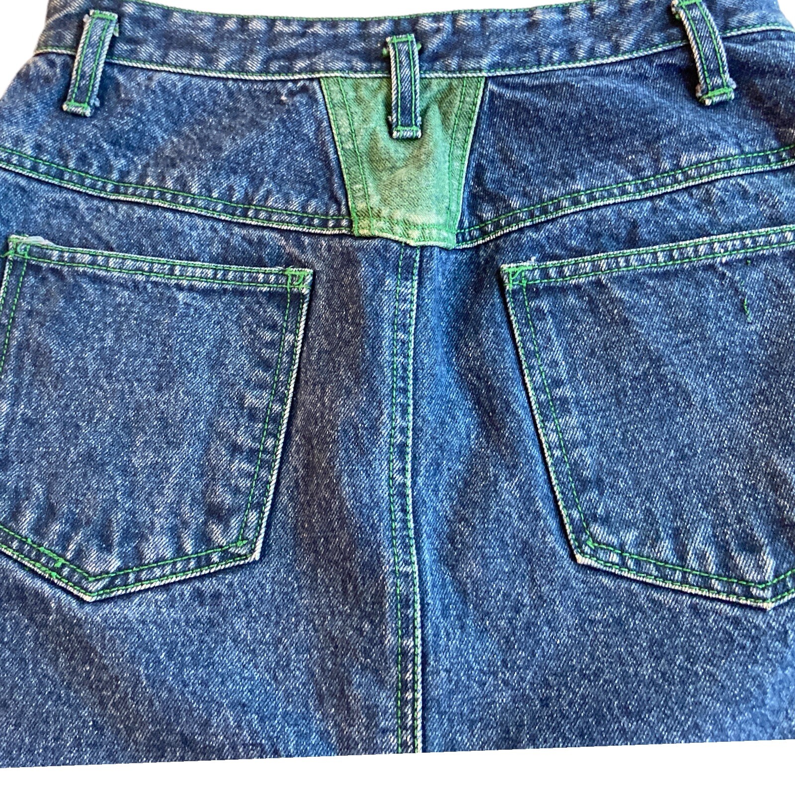 GEOFFREY HUNTER WOMEN’S Size 10 Blue Denim Skirt/Green Inside RN# WPL ...