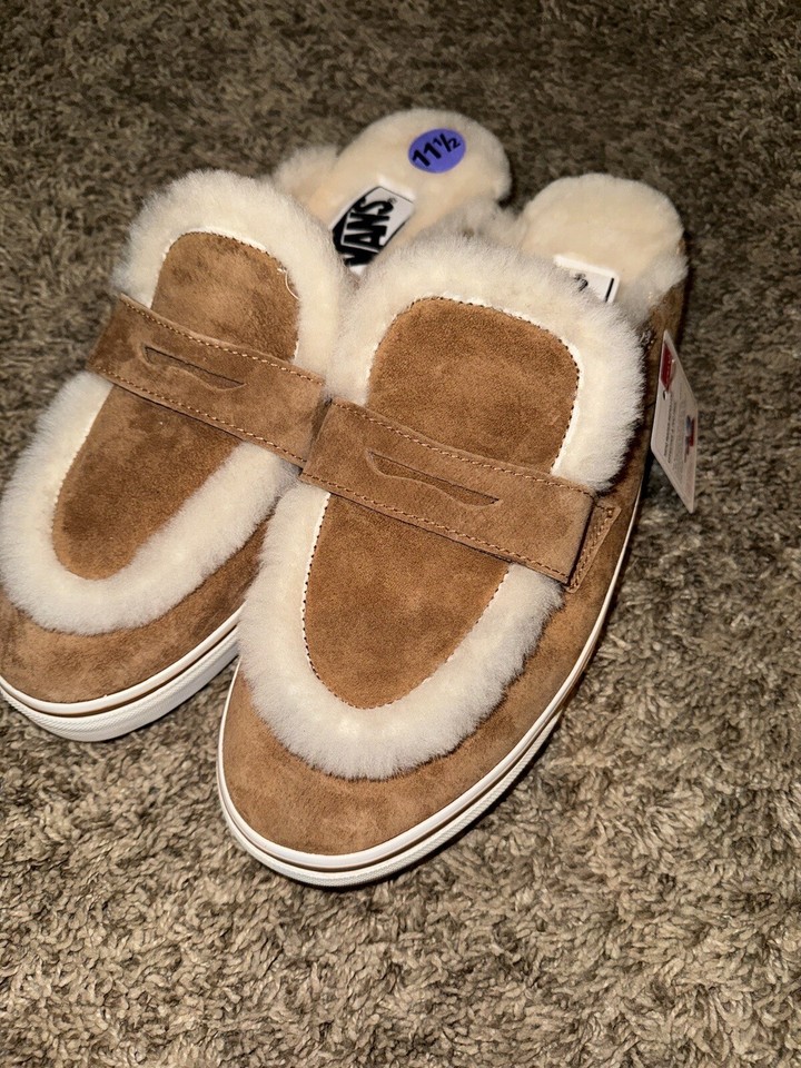 New Vans Style 53 Cozy Mule DX Shearling Chipmunk Sneakers Slip-On ...