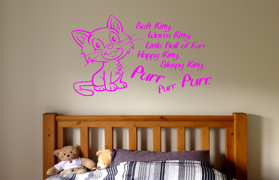 Soft Kitty Warm Kitty Quote Vinyl Wall Art Sticker Home Room Decor ...