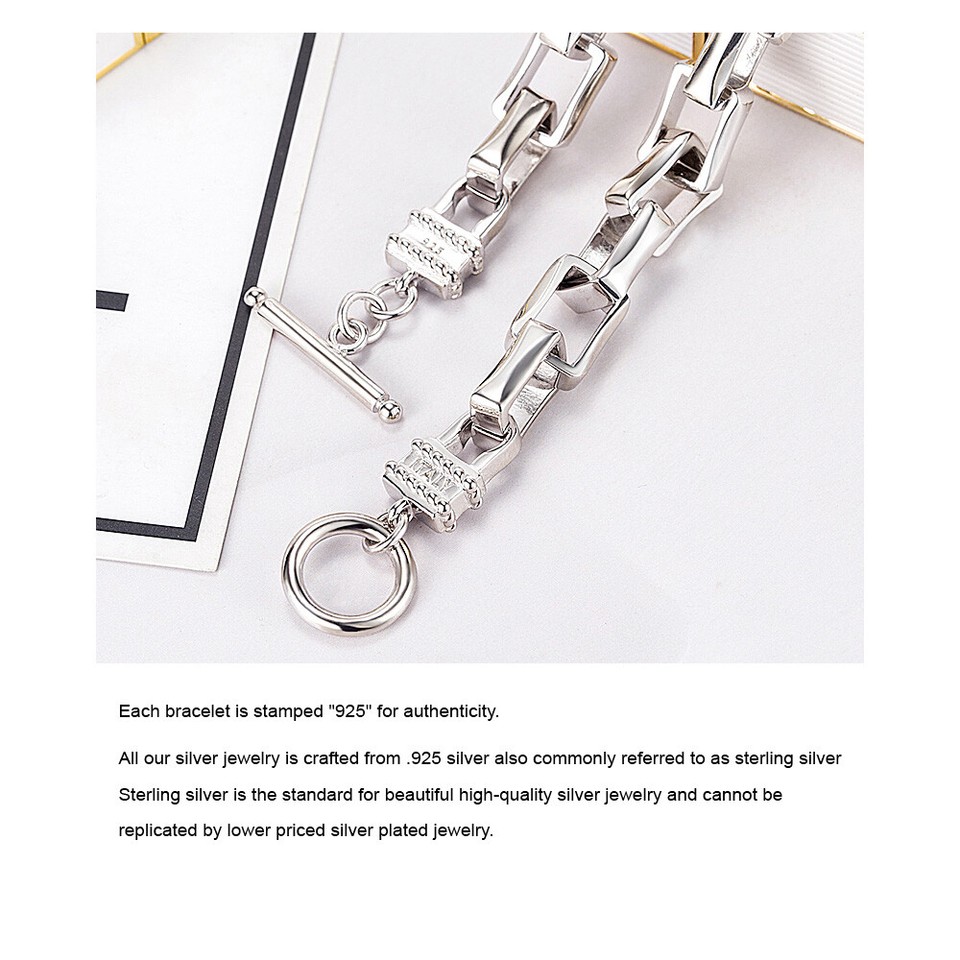 925 Sterling Silver 10.5mm Cube Link Chain Two Locks Necklace 22"-28 ...