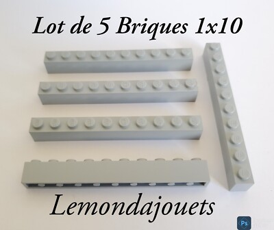 Lot de 5 Pièces Lego 6111 Brick 1x10 Light Bluish Gray Brique 10x1 - 1 ...