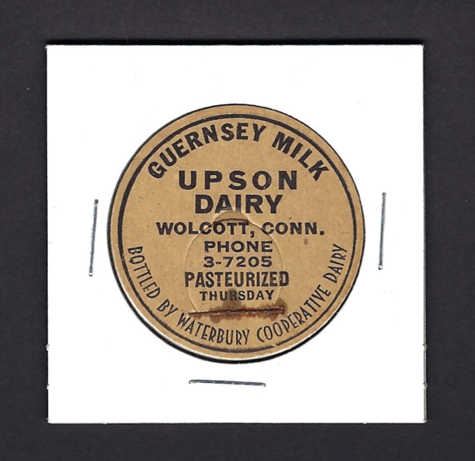 WOLCOTT CT - UPSON DAIRY - MILK BOTTLE CAP - GUERNSEY MILK | eBay