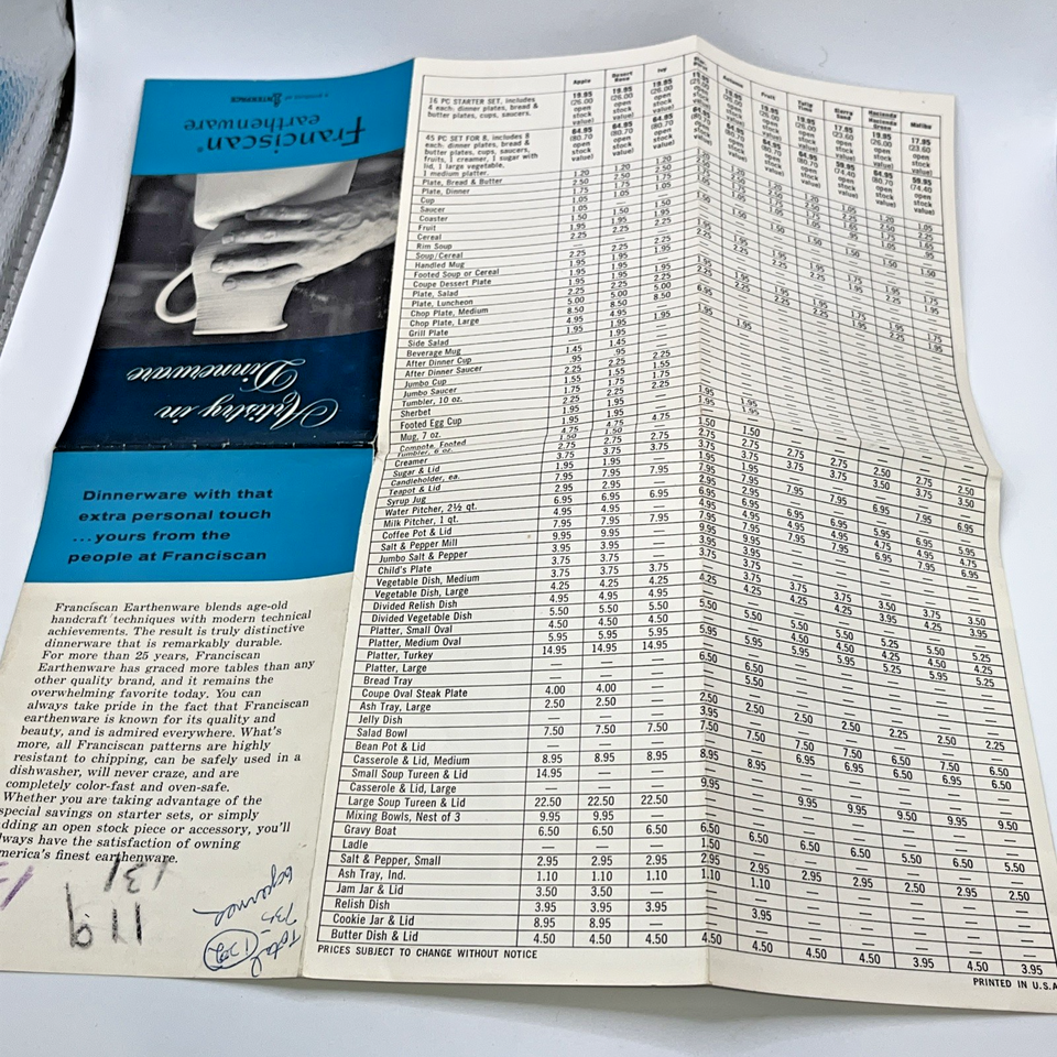 1962 brochure ad pamphlet sales sample for Franciscan Ware - Starburst ...