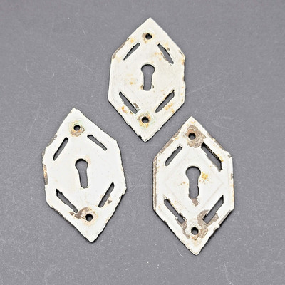 Set of 3 Vintage Cast Iron Skeleton Key hole Escutcheon Salvage Lot ...