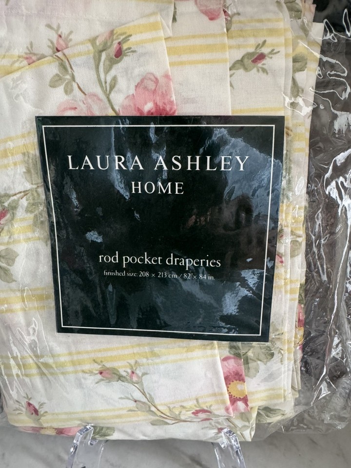 Laura Ashley Rod Pocket Draperies 82" x 84" Yorkshire ROSE Floral ...
