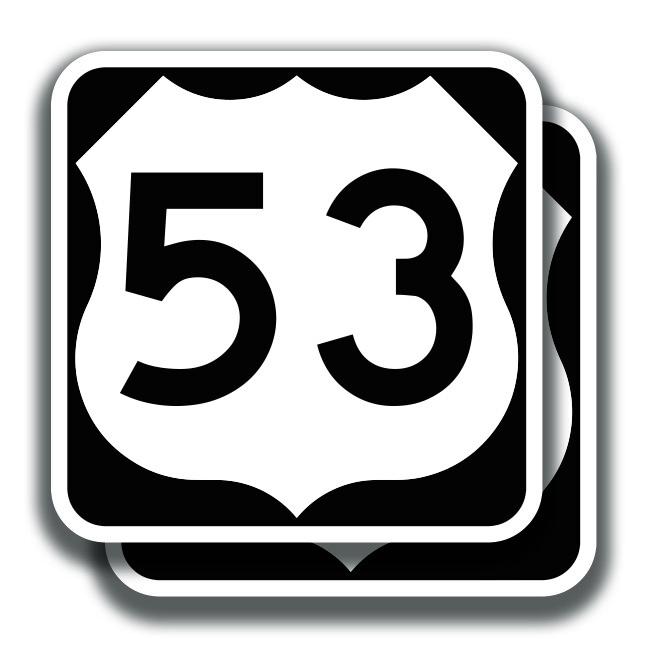 U.S. ROUTE 53 DECAL 2 Stickers Road Sign Bogo Highway Car Truck Bumper ...
