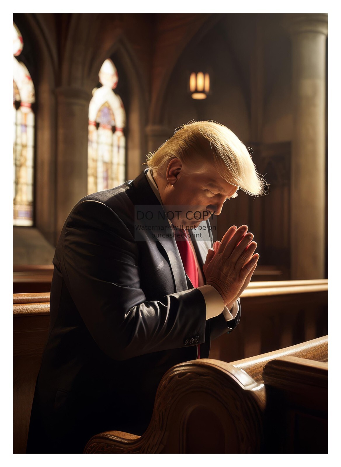 PRESIDENT DONALD TRUMP IN PRAYER AT CHURCH 5X7 AI PHOTO | eBay