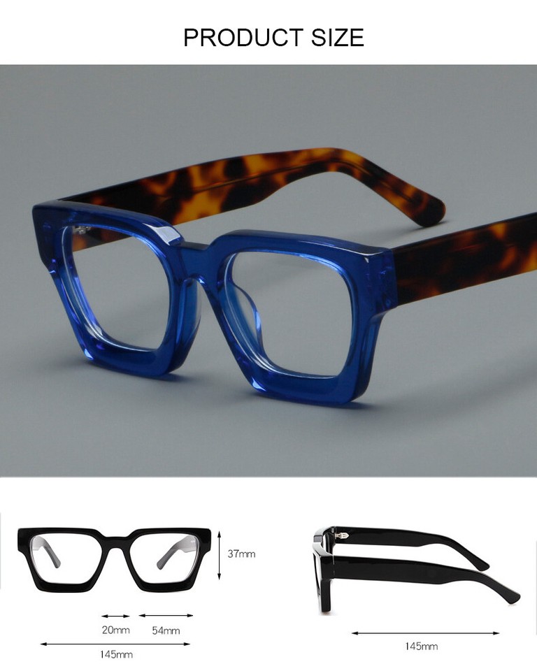 Fashion Women Large Acetate Spectacles Full Rim Thick Frame Square ...