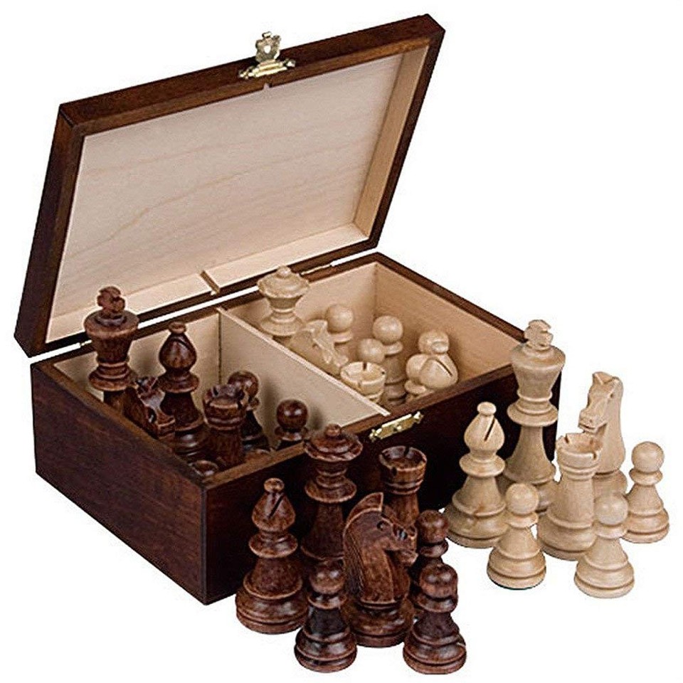 Wooden Storage Box / Case for Standard Size Chess Pieces - Chessmen Not ...