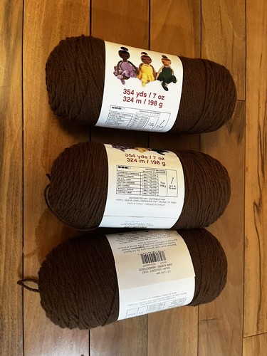 Craftsmart 3 Yarn Skeins 7 Oz Each (354 Yards Each) Dark Almond Color ...