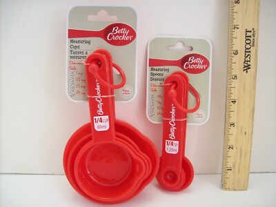 Betty Crocker Red MEASURING CUPS AND MEASURING SPOONS 8PC SET - NEW | eBay