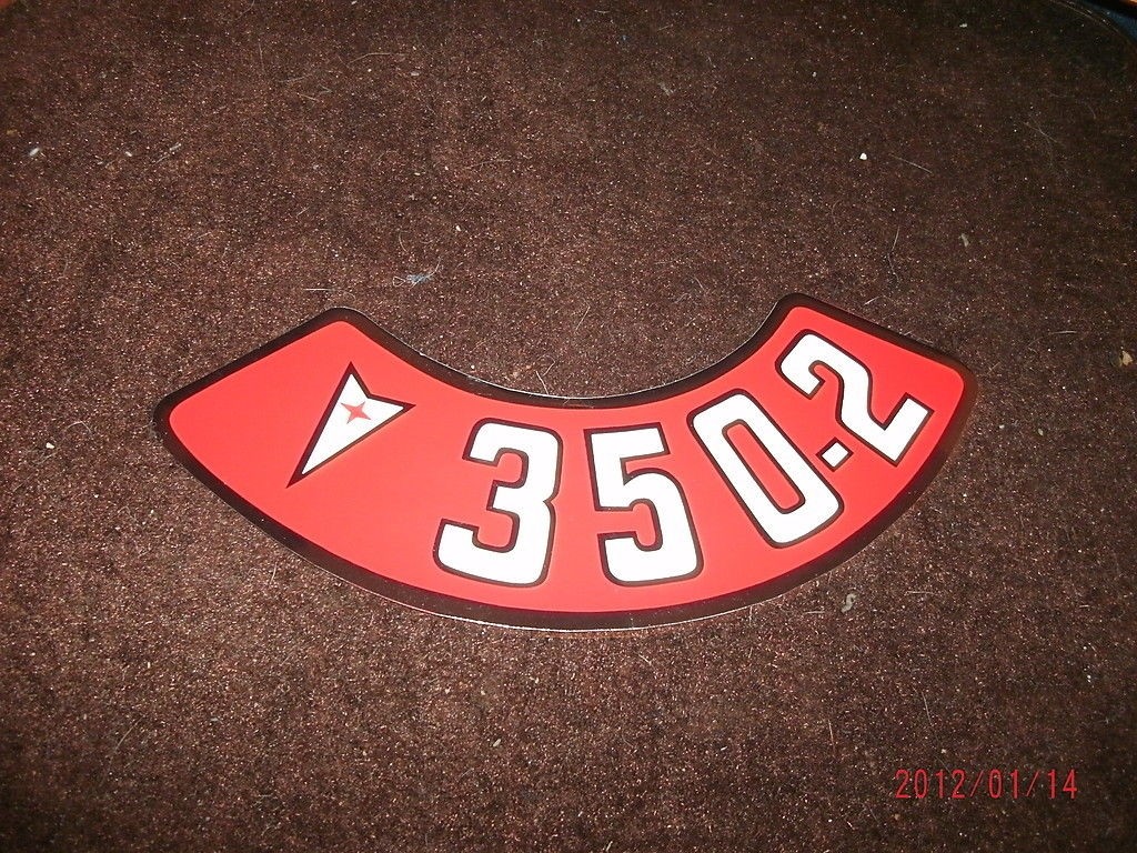 Pontiac 350 2V 350 2BBL Air Cleaner Top Lid Decal Sticker | GTO ...