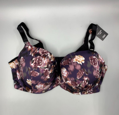 Torrid Lightly Lined Perfect T Shirt Blurred Roses Bra Black 38D # ...