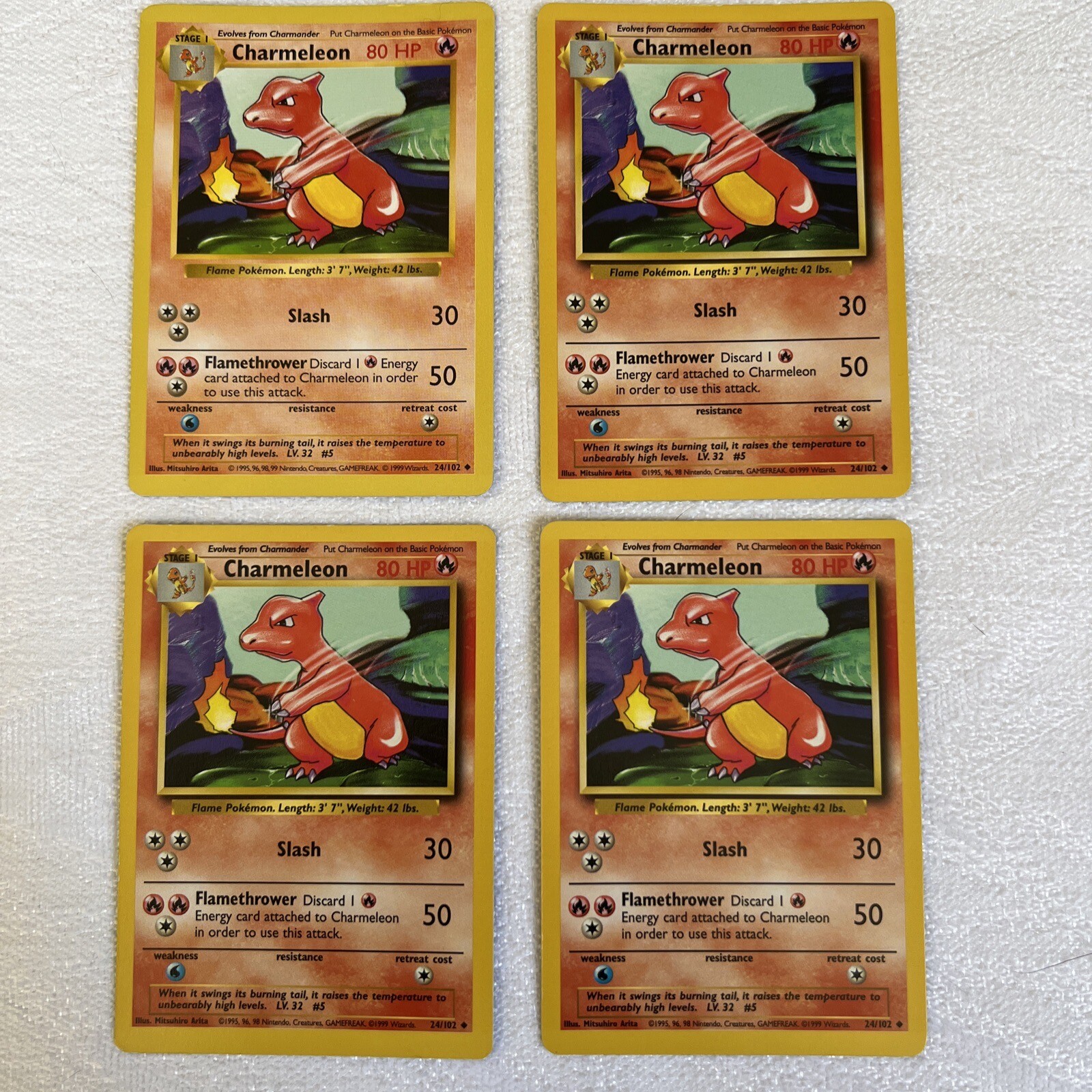 Set Of 4 Charmeleon Pokemon Cards, 1 Shadowless, Base Set, Near Mint | eBay