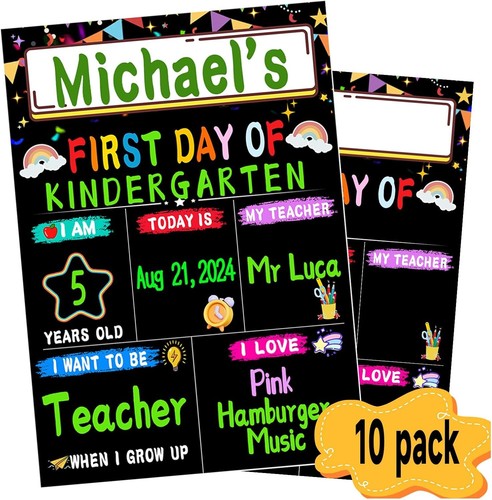 Back to School Sign - 10pk Double Sided Chalkboard Photo Prop for Kids ...