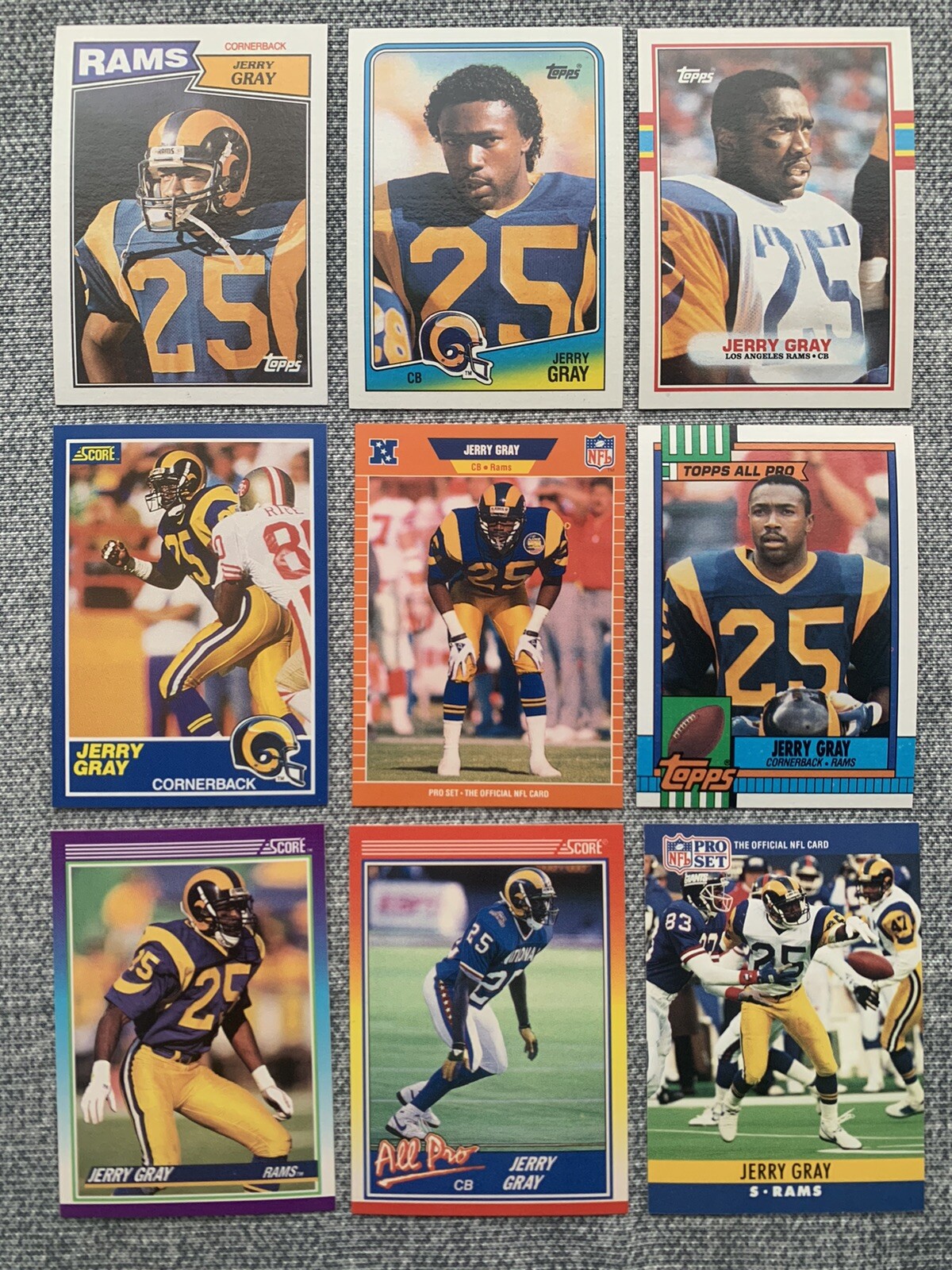 Rare Jerry Gray Los Angeles Rams All Pro 18-Card Lot w/ 1987 Topps ...