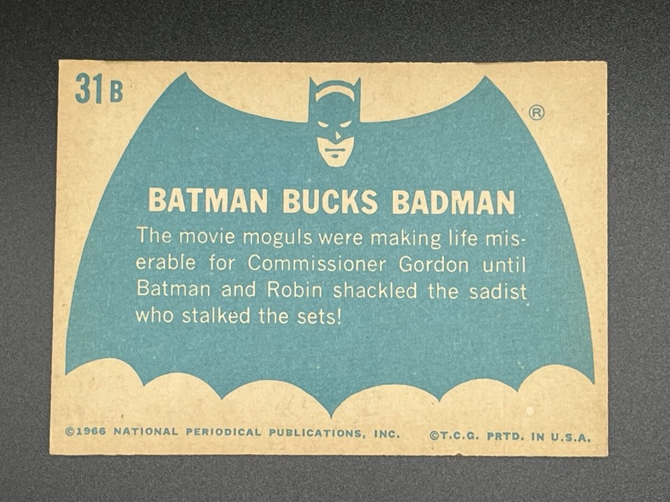 1966 Batman card (blue bat), Batman Bucks Badman, 31B | eBay