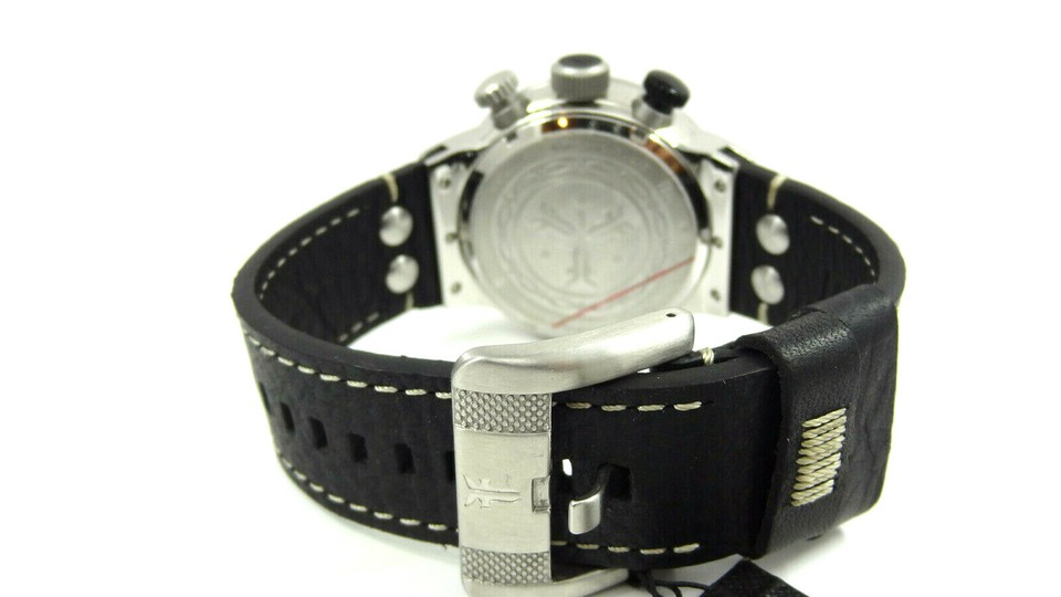 Frye 245689CST Sapphire Crystal Chronograph Black Leather Strap Men's ...