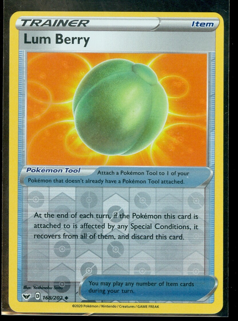 Pokemon LUM BERRY 168/202 Sword & Shield - Rev Holo - MINT | eBay