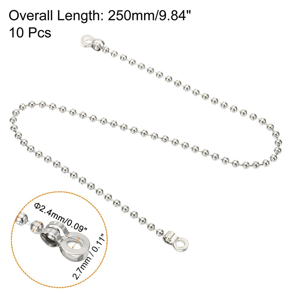 10pcs Pull Chain 9.84" Ball Bead Chain Fan Lamp Light Switch Chain ...