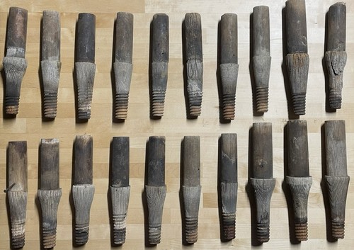 x20 Lot Antique Glass Insulator Post Holders Threaded Vintage Wood ...