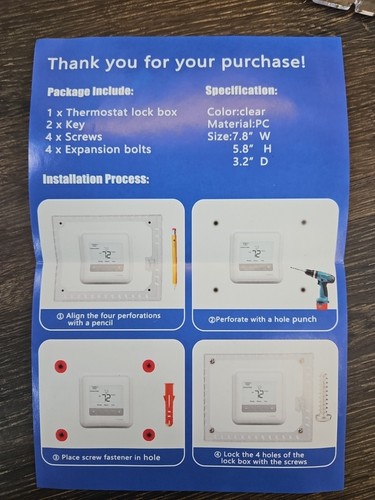 TRJ Large Thermostat Lock Box with Key, Clear Thermostat Cover with ...