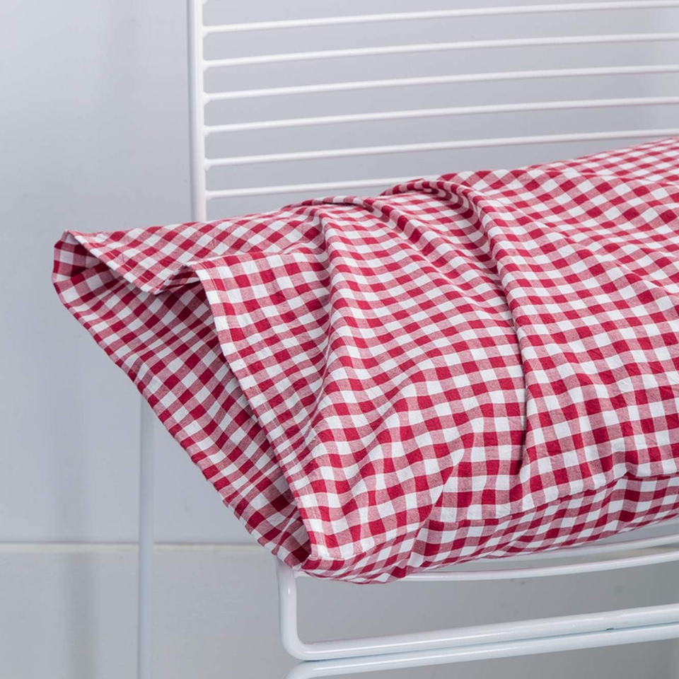 Red Gingham Duvet Cover King Size 100% Washed Cotton Vintage Plaid ...