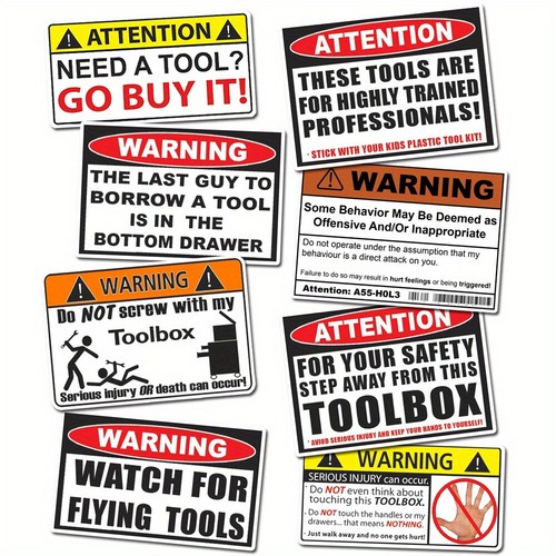 8Pcs Funny Toolbox Warning Decal Stickers Tool Box Car Bumper Decals | eBay