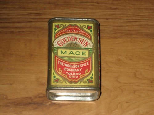Early 1900's Golden Sun Mace Cardboard & Tin Container-Woolson Spice ...