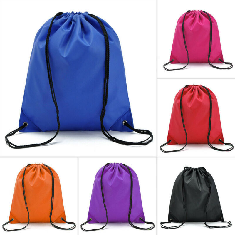 Drawstring Backpack Zippered Pocket Sport Gym Waterproof Cinch Sack ...