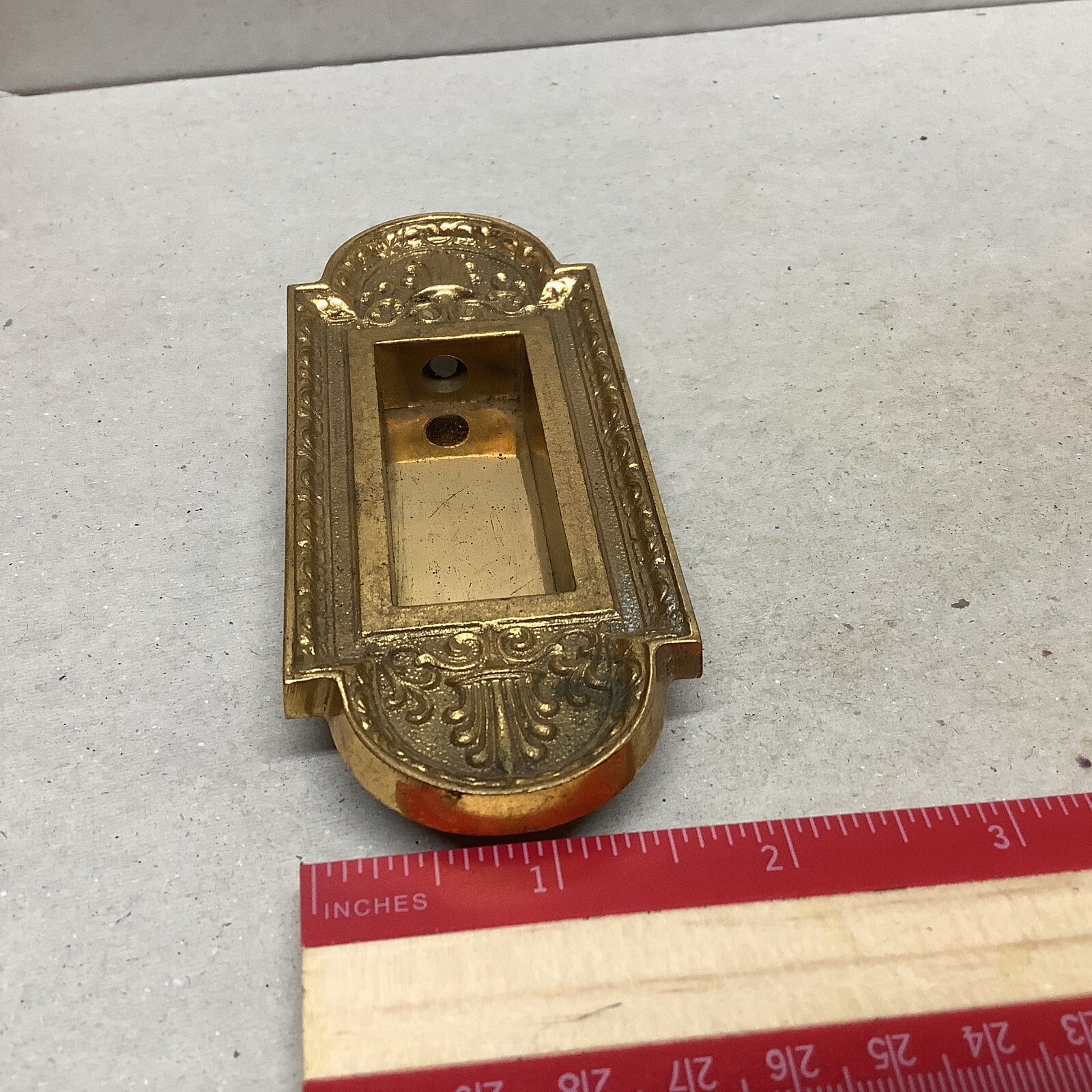 Antique Victorian Recessed 4.5" Window Sash Lift Ornate Bronze Hardware ...