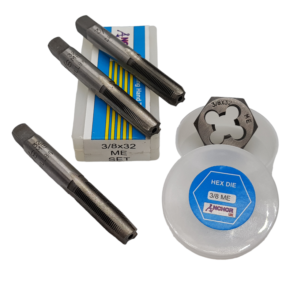 ME Series Model Engineering TAP + HEX DIE SET 32 40 tpi 1/4 9/32 7/32 5 ...
