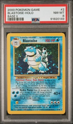 PSA 8 Blastoise 2/130 Base Set 2 Holo 2000 Pokemon Card Swirl Vintage ...